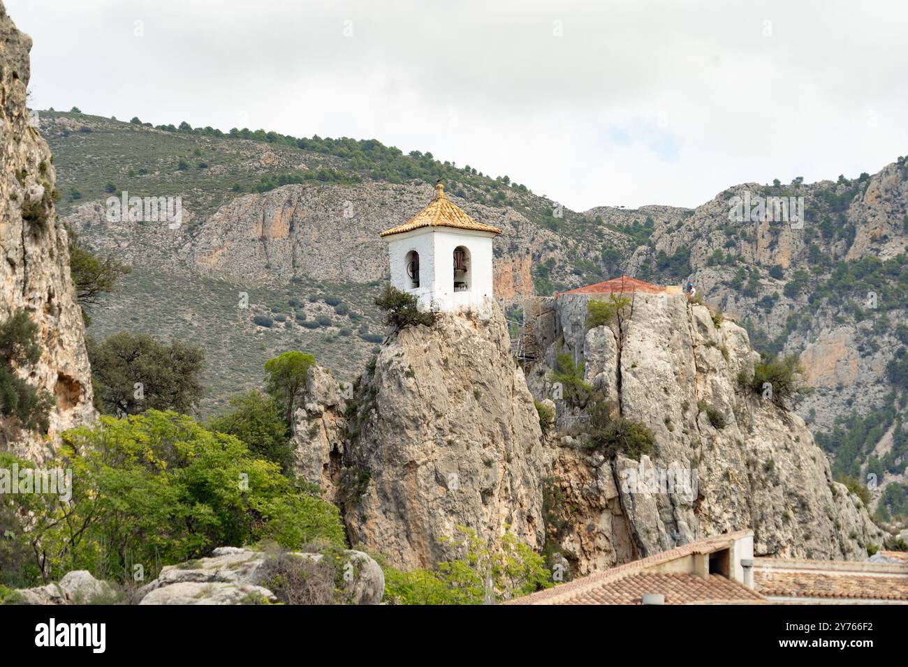 bell tower at Guadalest village and castle Stock Photo - Alamy