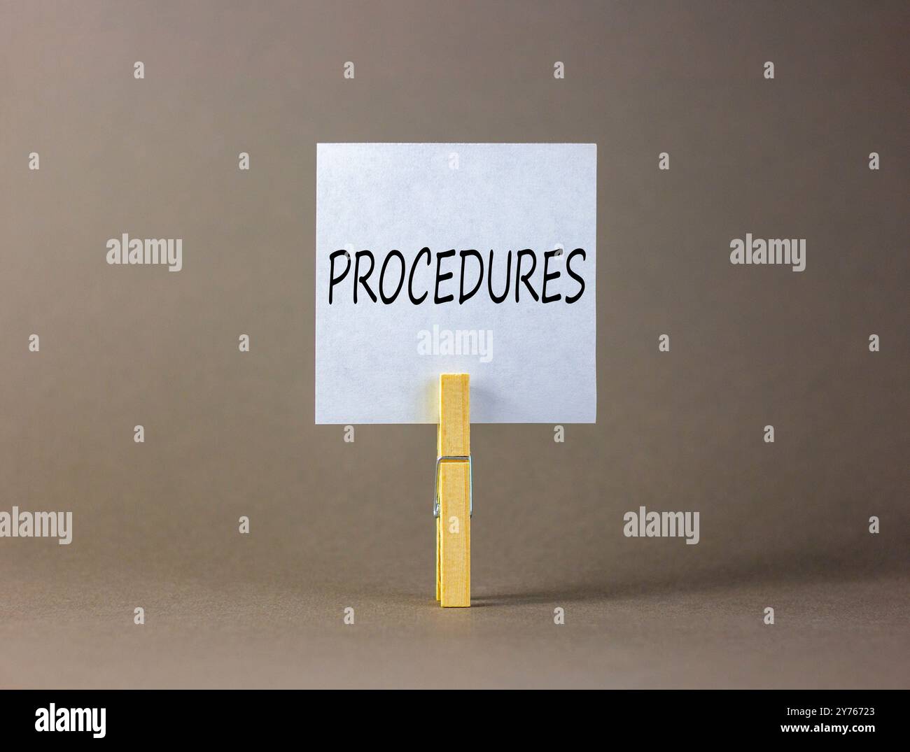 Procedures symbol. Concept word Procedures on beautiful white paper on ...