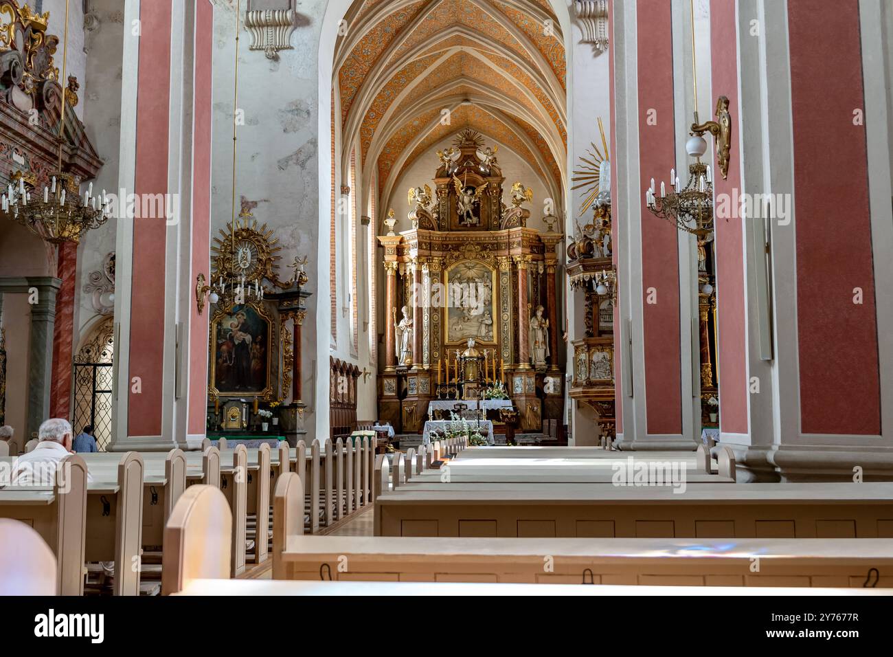 Holy Trinity Church in Opole, Poland, interior wide shot, altar front ...