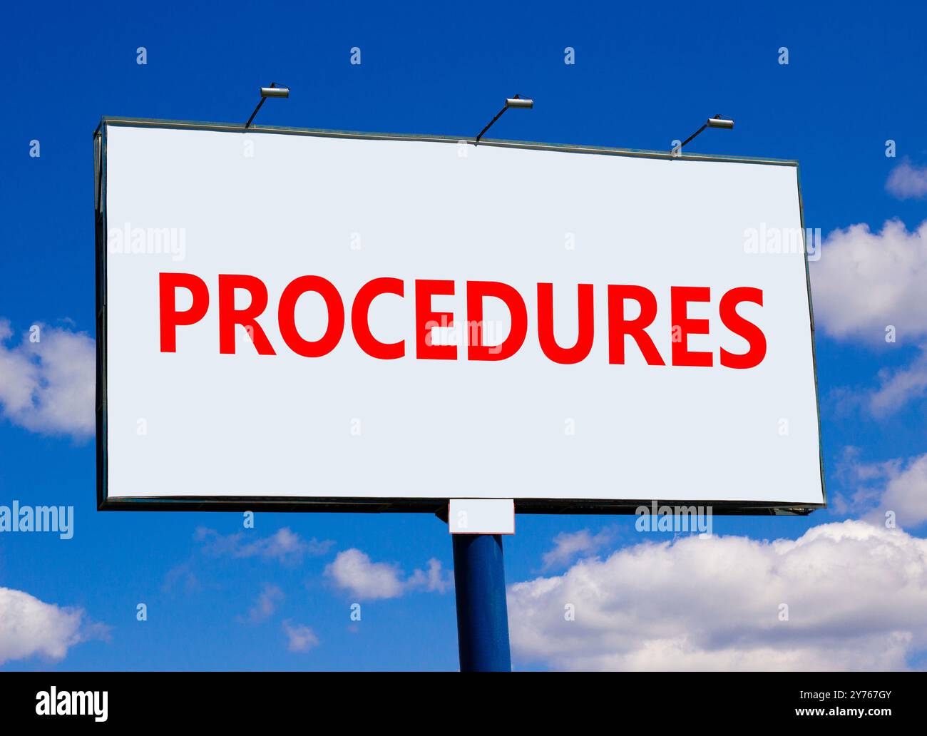 Procedures symbol. Concept word Procedures on beautiful big white road ...