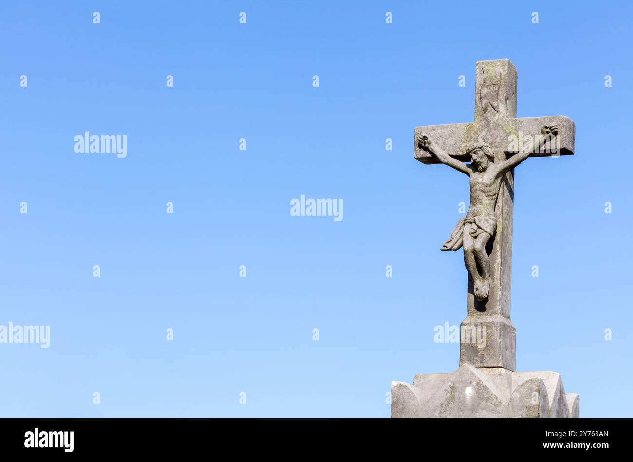 Jesus Christ on the cross, very old heavy antique grey stone sculpture ...