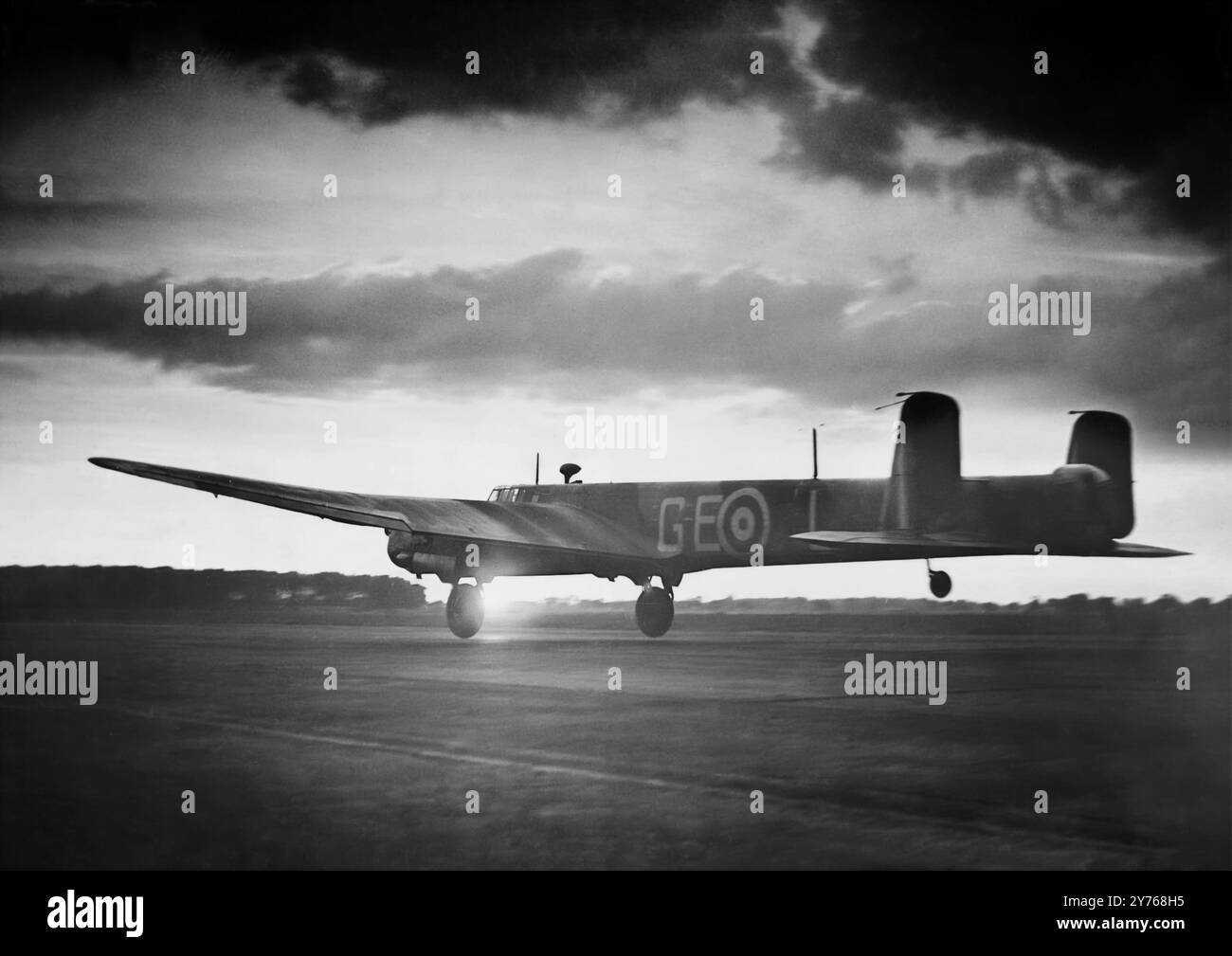 The Armstrong Whitworth A.W.38 Whitley of 58 Squadron, a British medium bomber aircraft, one of ...