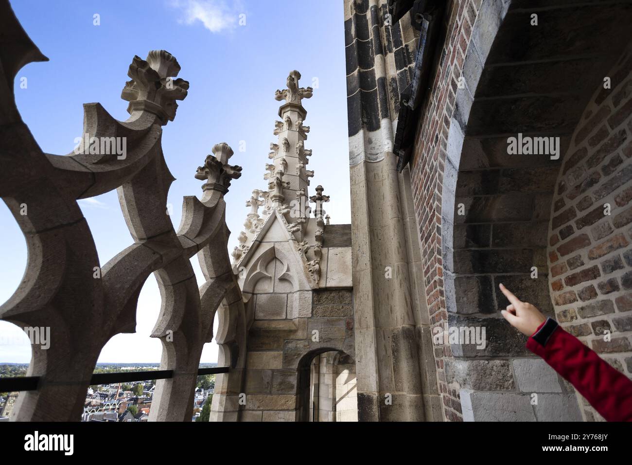 UTRECHT - The Dom Tower in downtown Utrecht. The church tower is fully ...