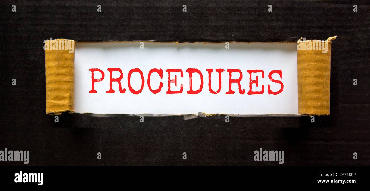 Procedures symbol. Concept word Procedures on beautiful white paper ...