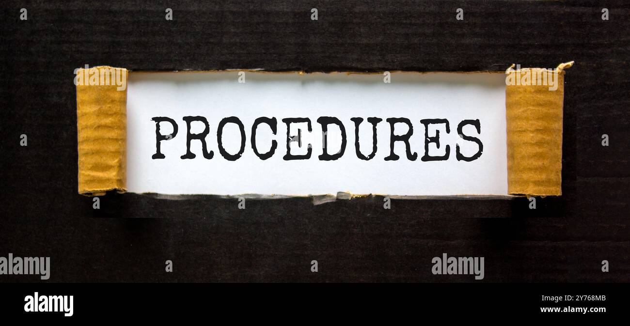 Procedures symbol. Concept word Procedures on beautiful white paper ...