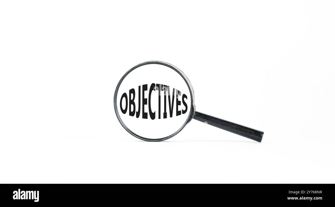 Objectives symbol. Concept word Objectives in beautiful magnifying ...
