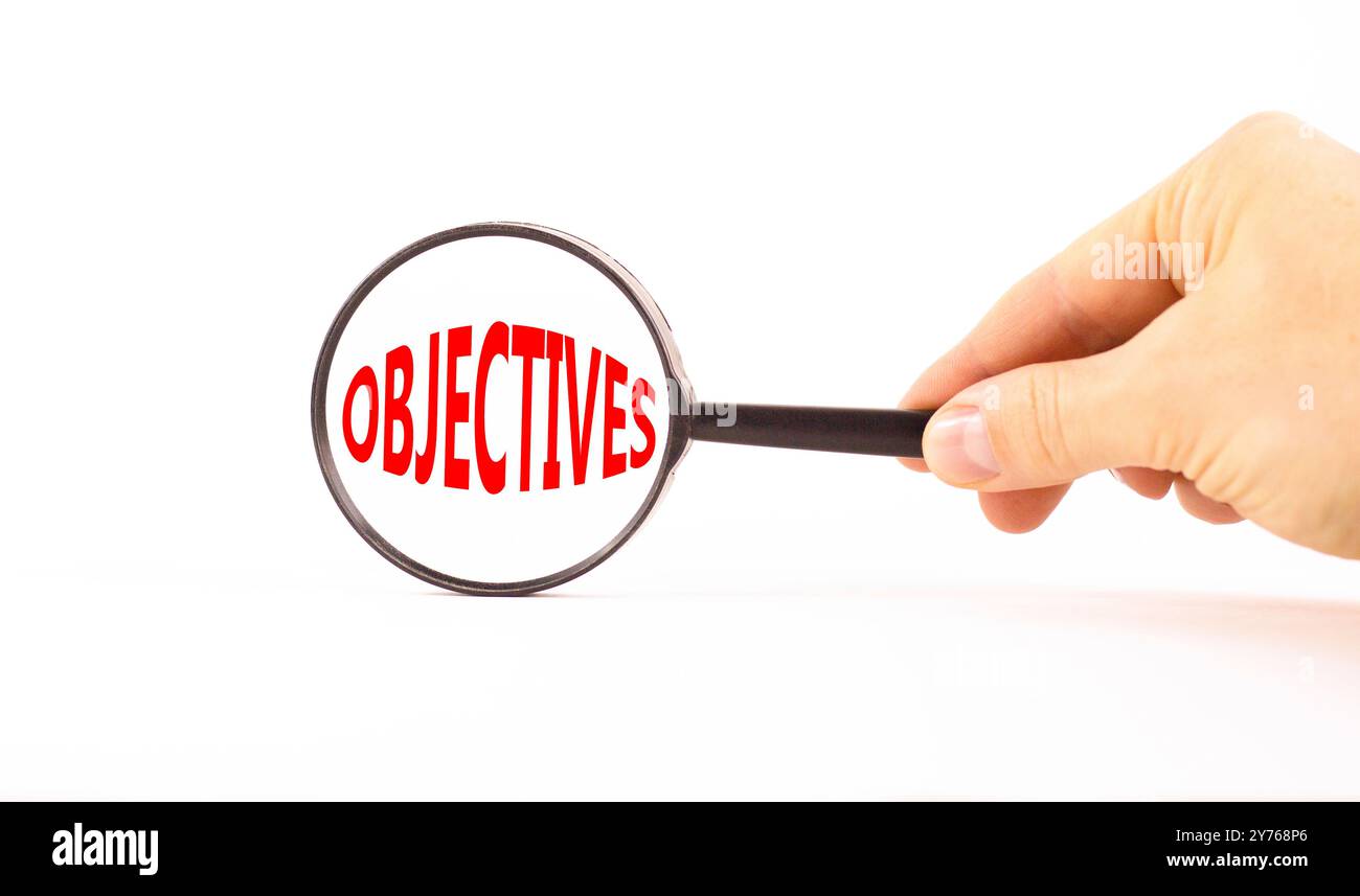 Objectives symbol. Concept word Objectives in beautiful magnifying ...