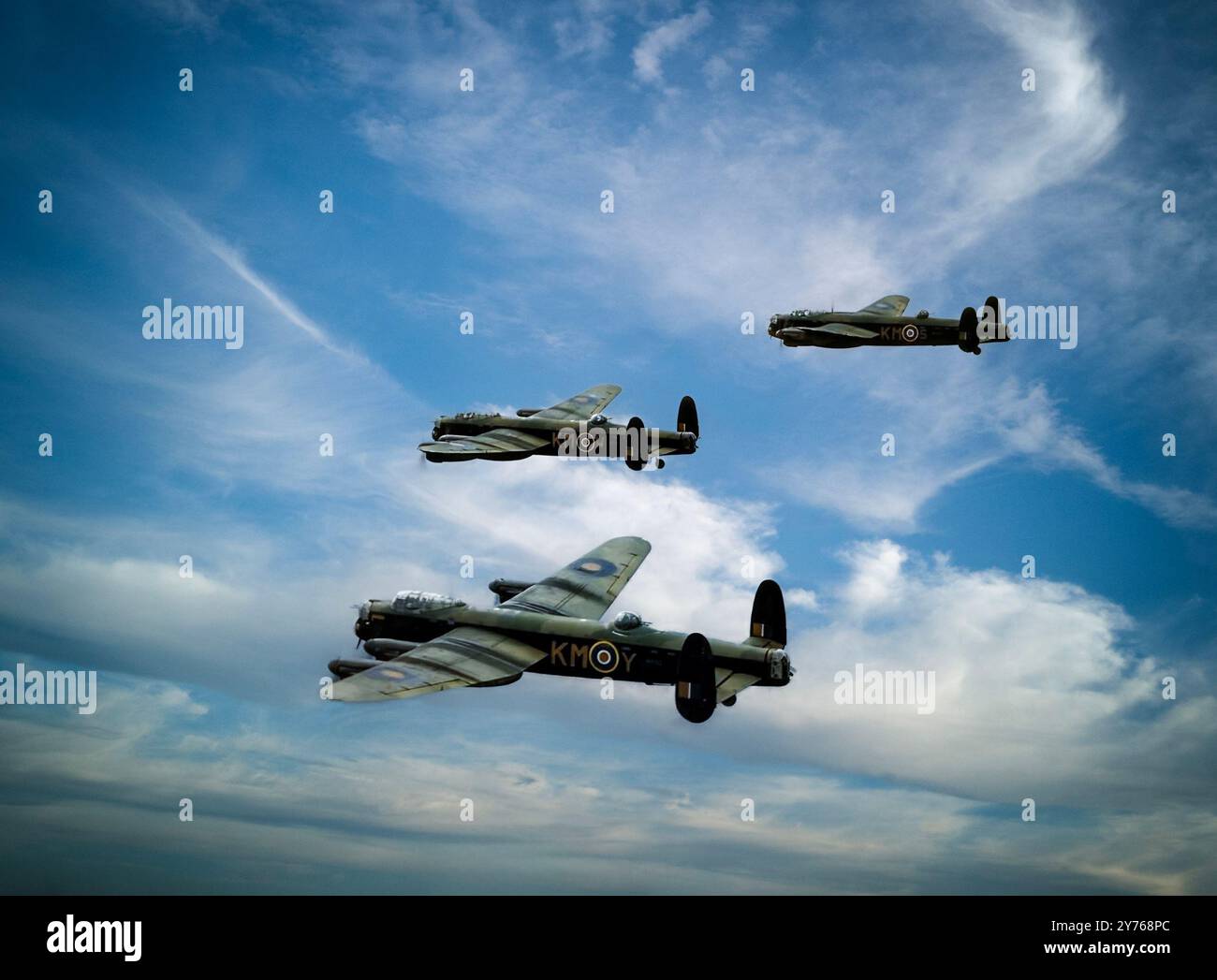 Avro Lancaster Bombers, aka Lancs of 44 Squadron, a British Second ...