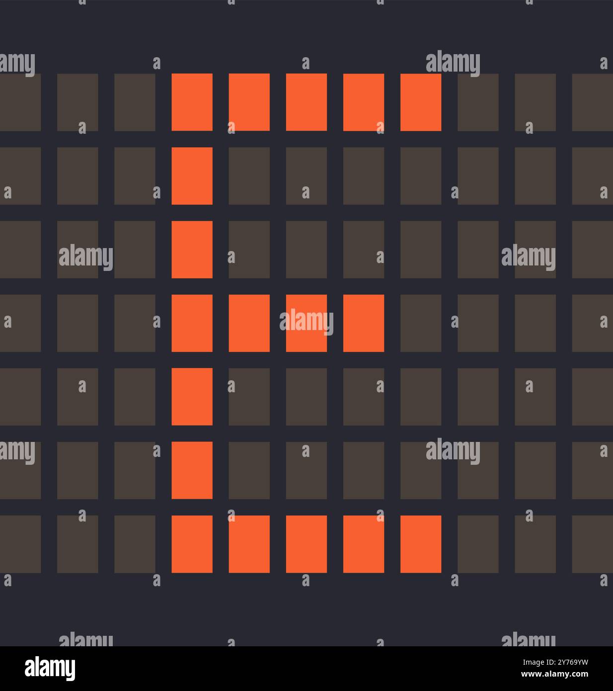 Digital Letter e, Led orange color and a dark background, Vector ...