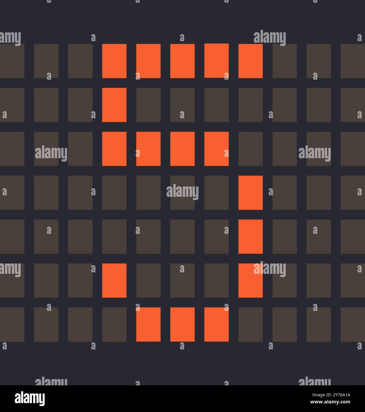 Digital number 5, Led orange color and a dark background, Vector ...