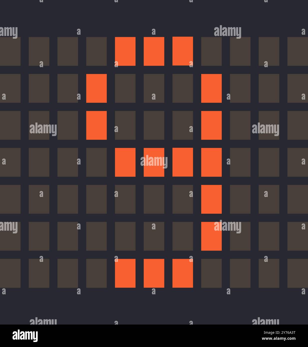 Digital number 9, Led orange color and a dark background, Vector ...