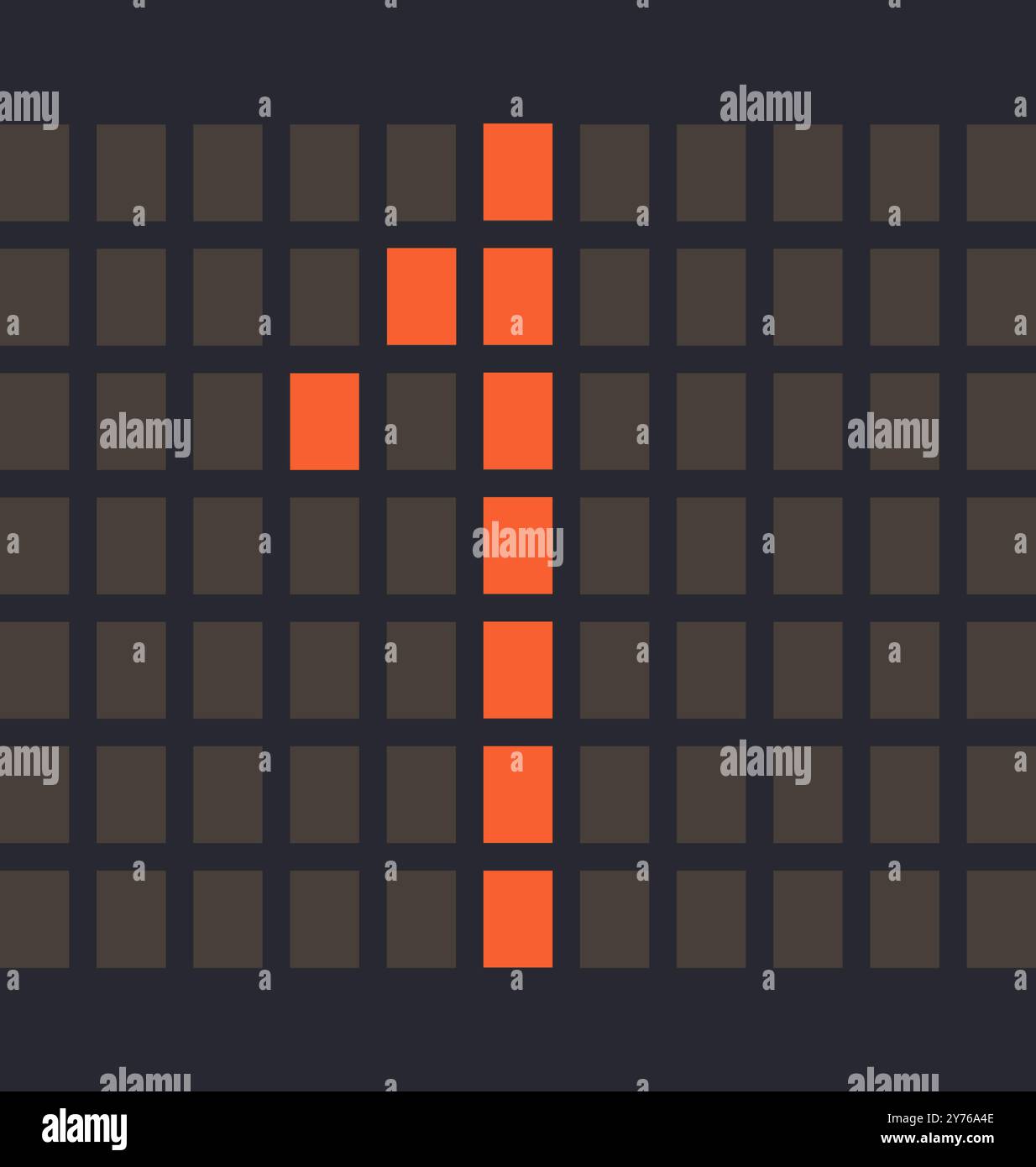 Digital number 1, Led orange color and a dark background, Vector ...