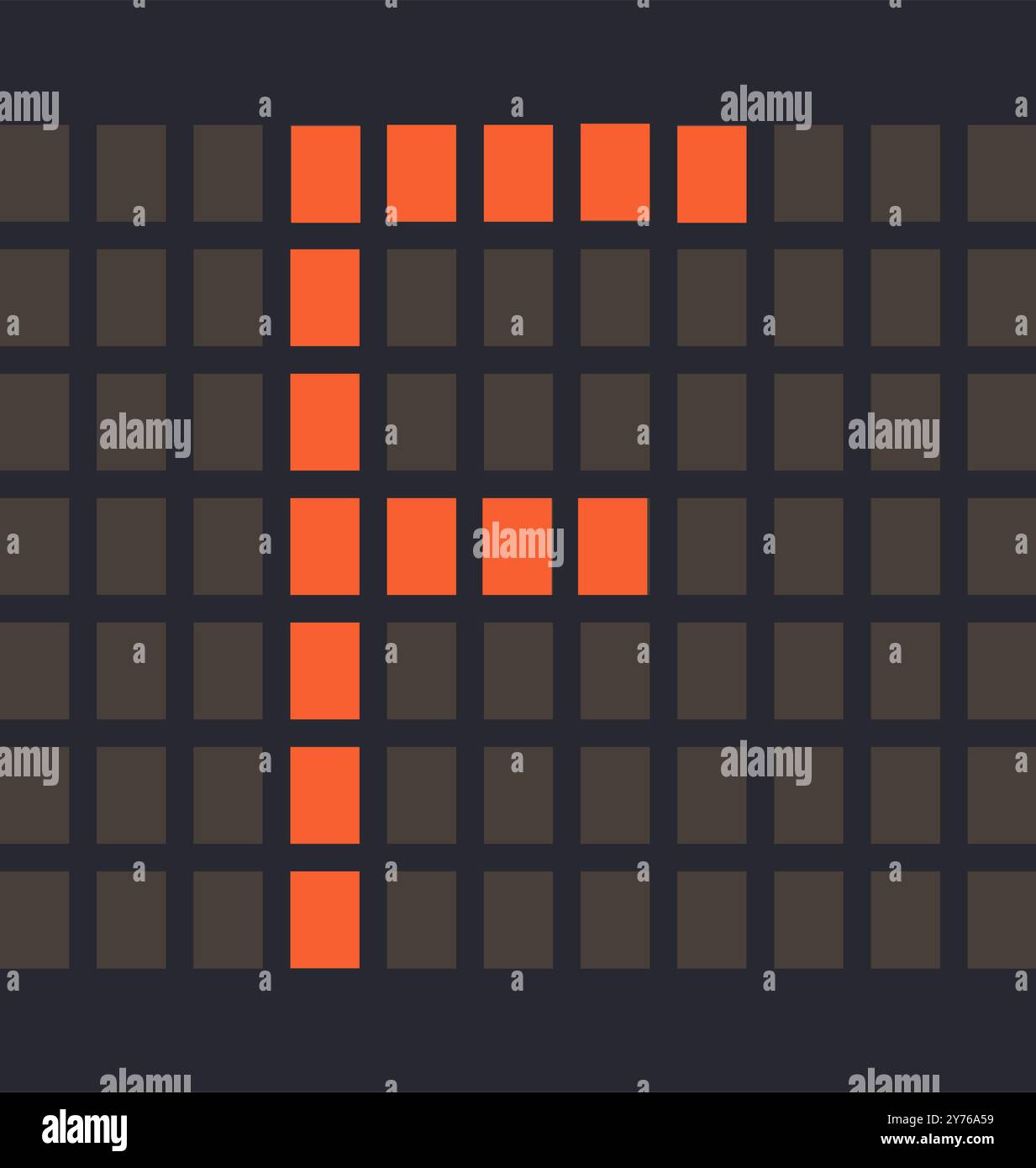 Digital Letter f, Led orange color and a dark background, Vector ...