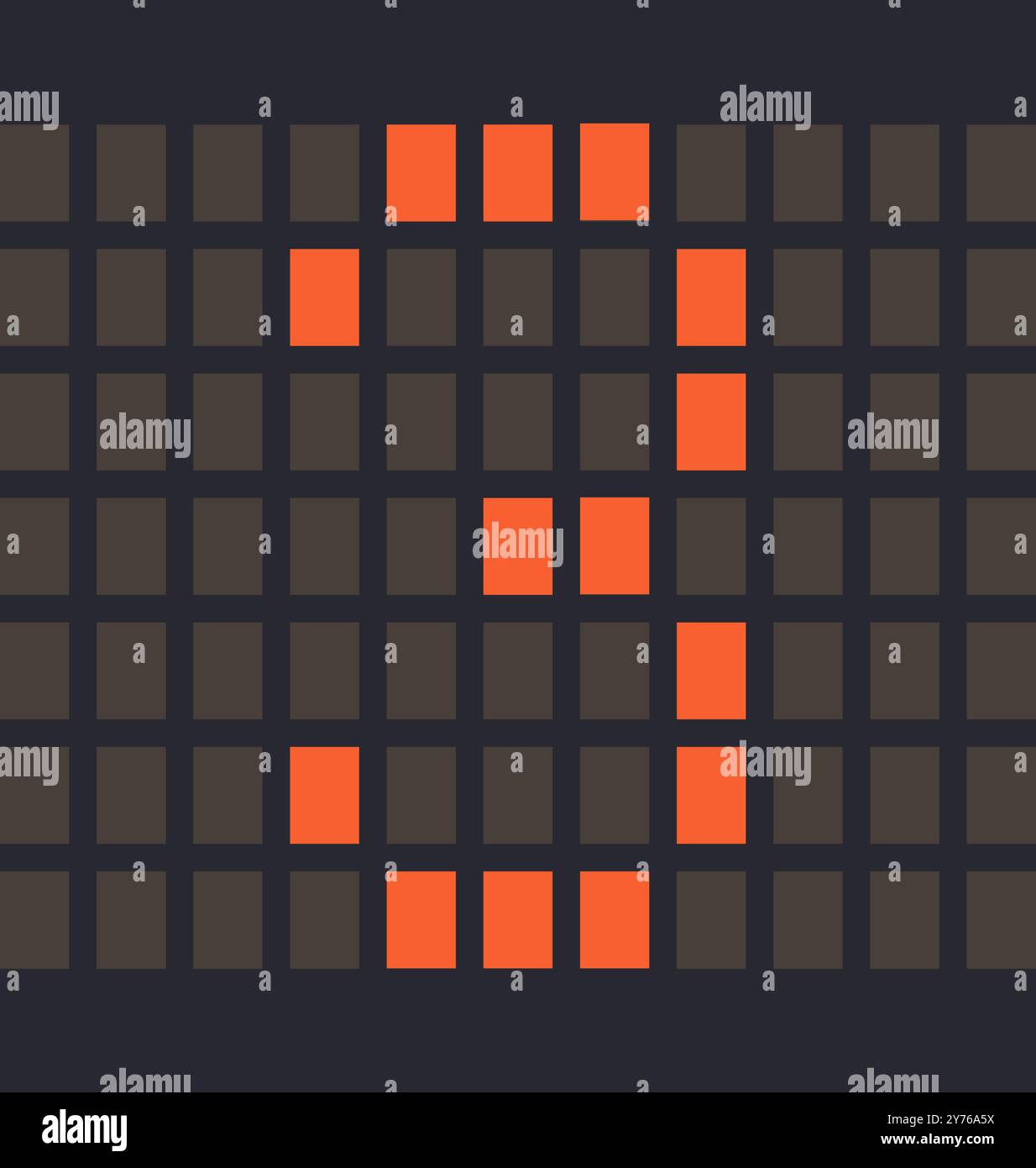 Digital number 3, Led orange color and a dark background, Vector ...
