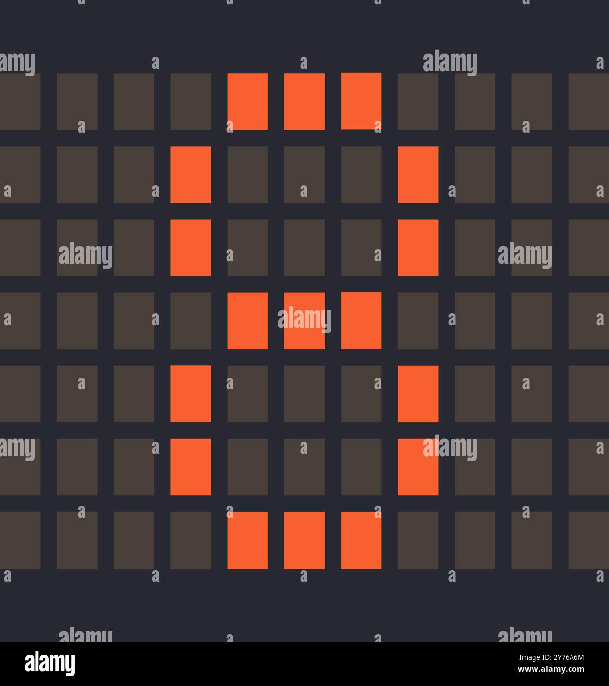Digital number 8, Led orange color and a dark background, Vector ...