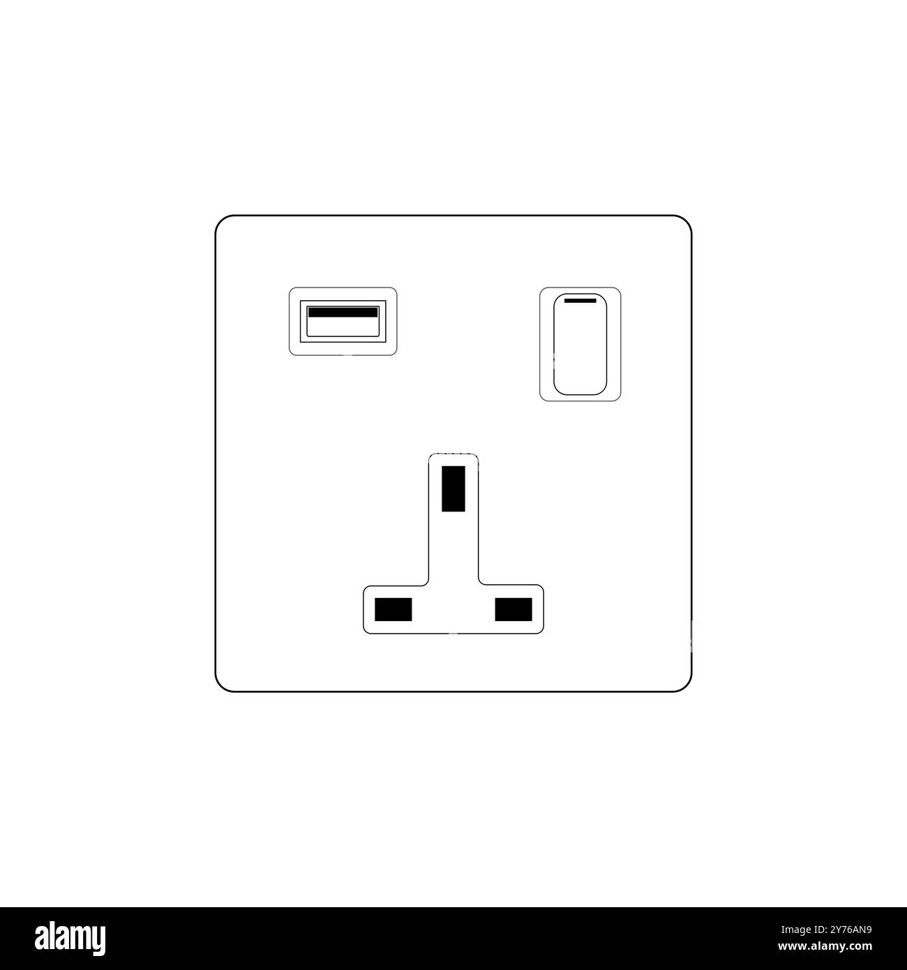 Power plug Socket Outlet type g with Usb with Switch, Outline style ...