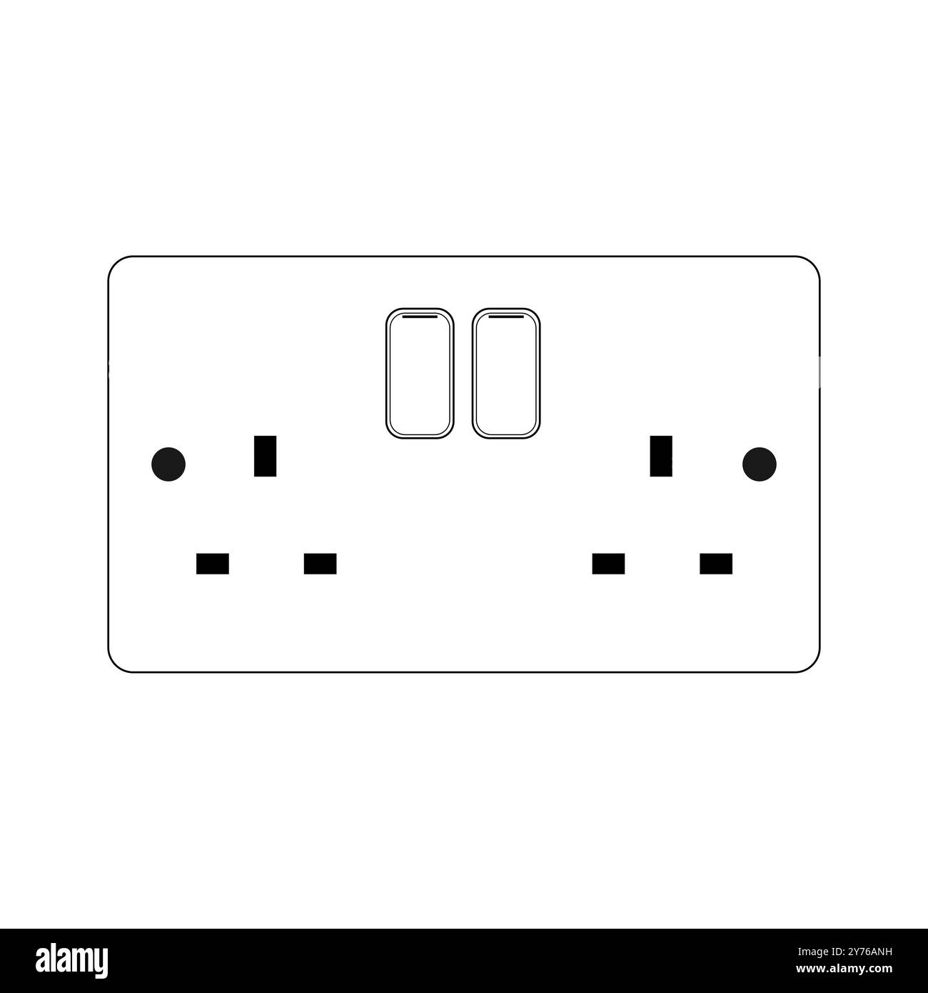 Power plug Socket Outlet type g with switch, Outline style Vector ...
