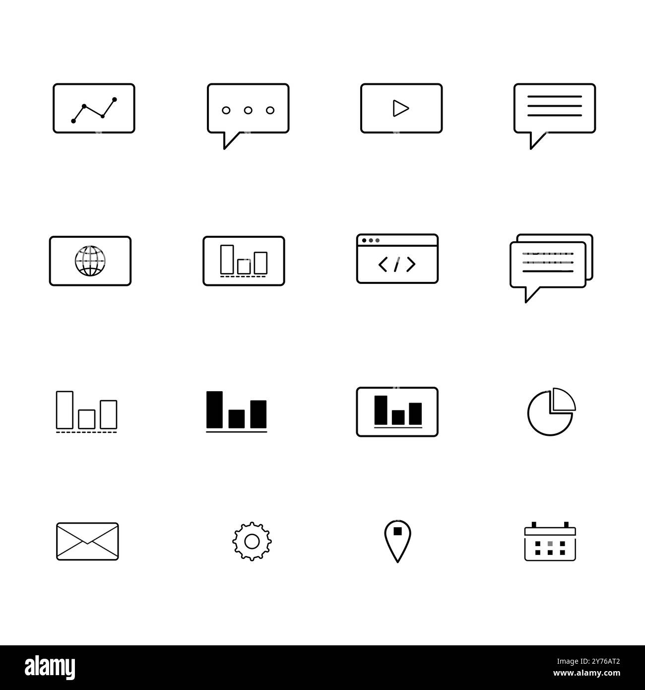 Technology www graph folder icon set, vector outline style Stock Vector ...