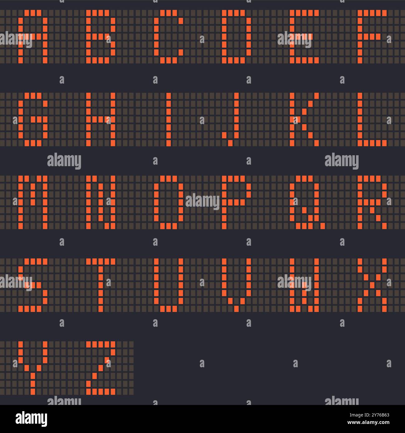 Digital Letters a-z, Led orange color and a dark background, Vector ...