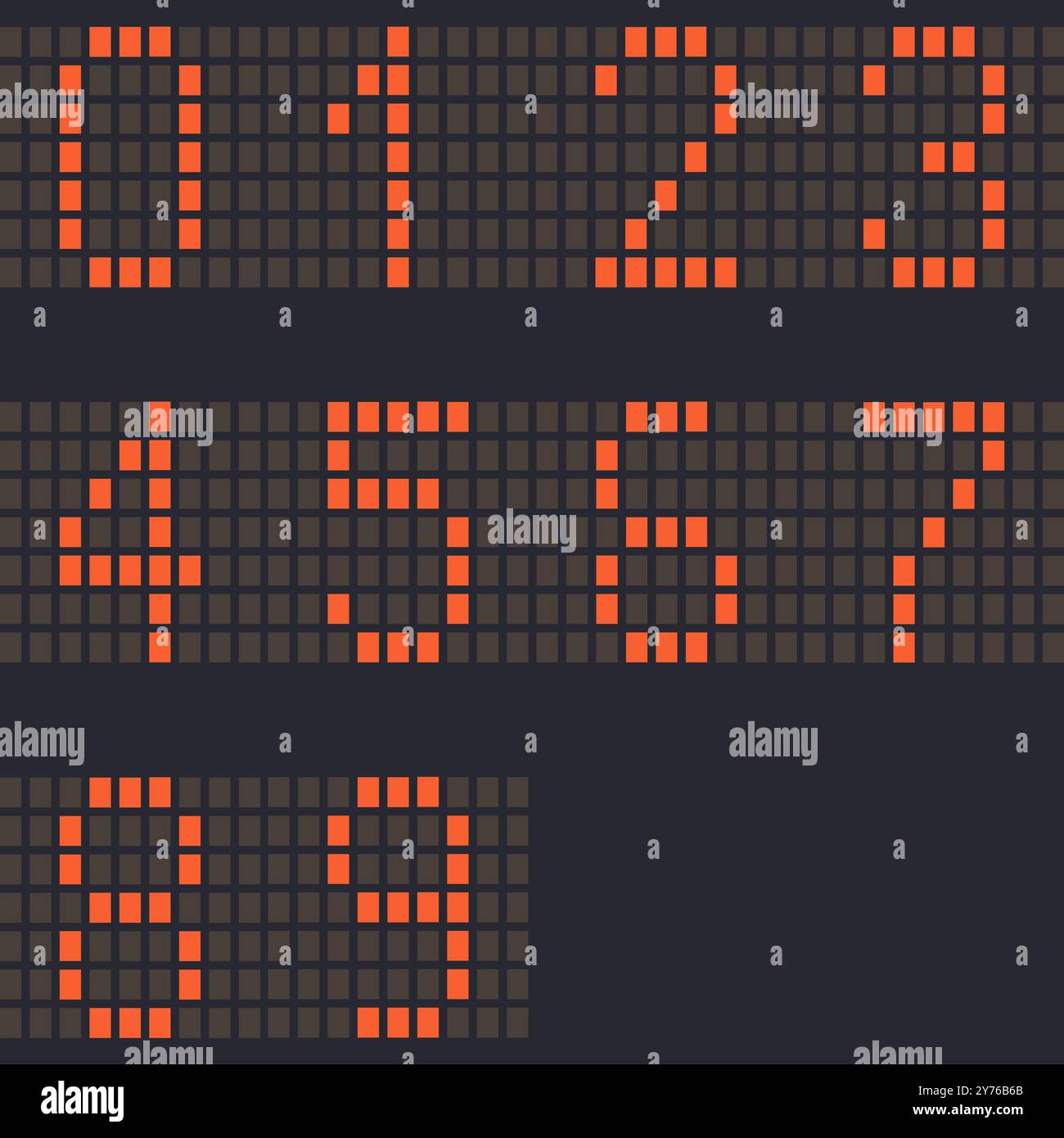 Digital Numbers 0-9, Led orange color and a dark background, Vector ...