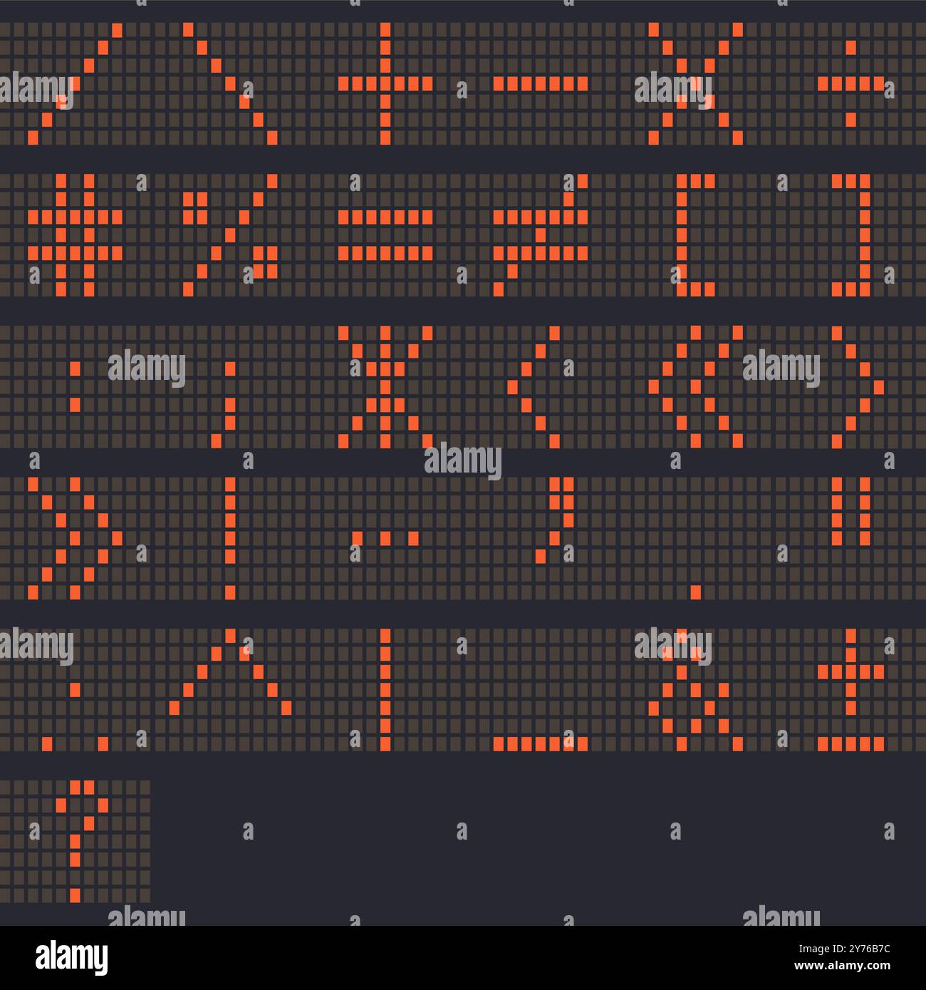 Digital Letter Symbols Led orange color and a dark background, Vector ...