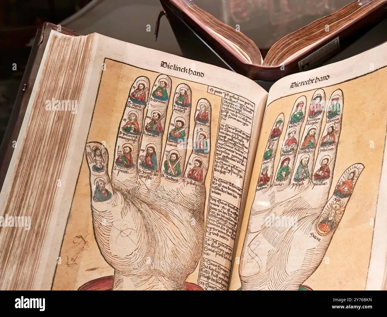 Old antique medieval colorful illuminated manuscript depicting ...