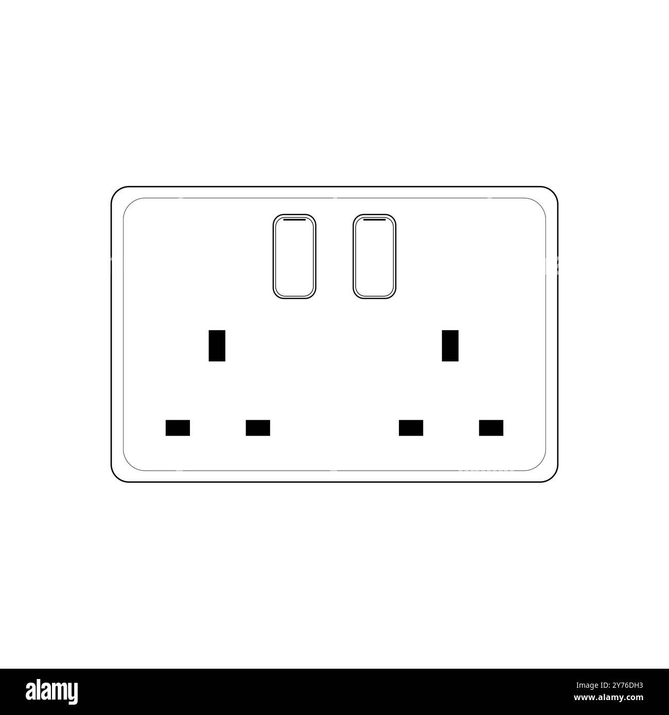 Power plug two Socket Outlet type g with switch, Outline style Vector ...