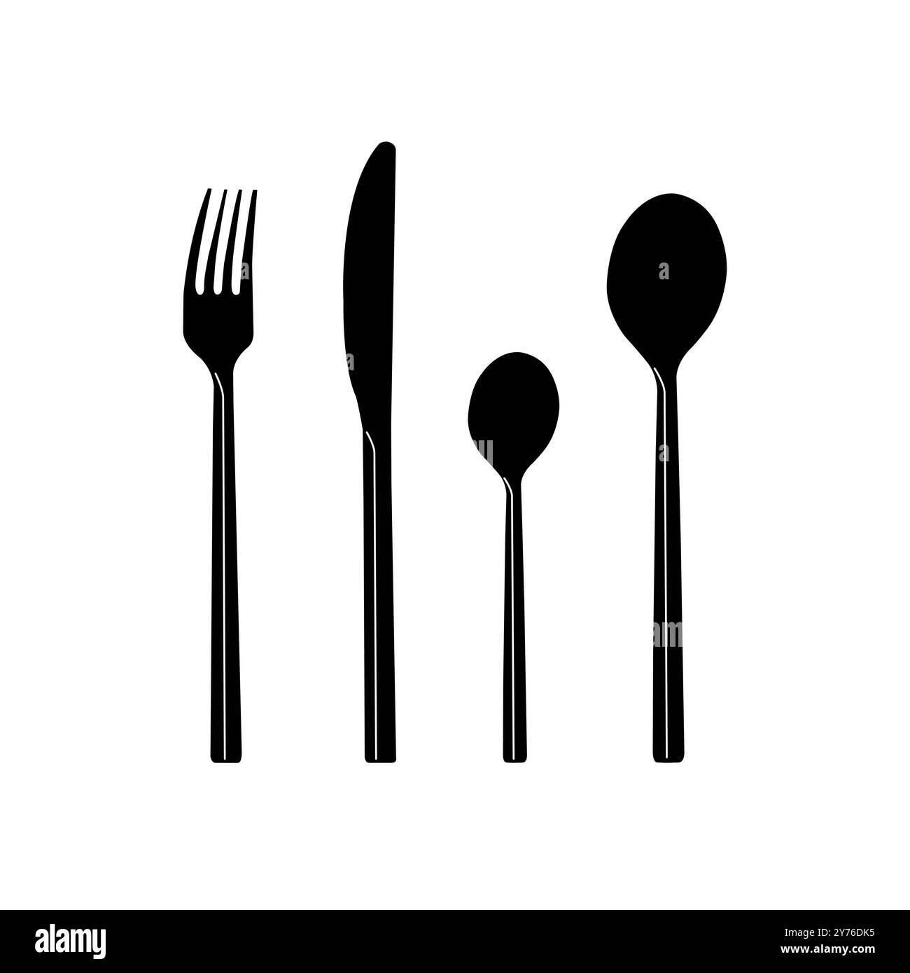 Kitchen utensil set, Fork, Knife, Small Spoon And Big Spoon, Vector ...