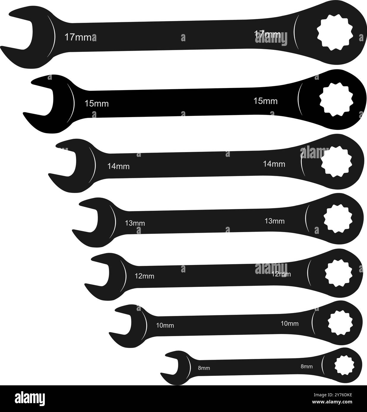 Set steel metal wrenches Cut Out Stock Images & Pictures - Alamy