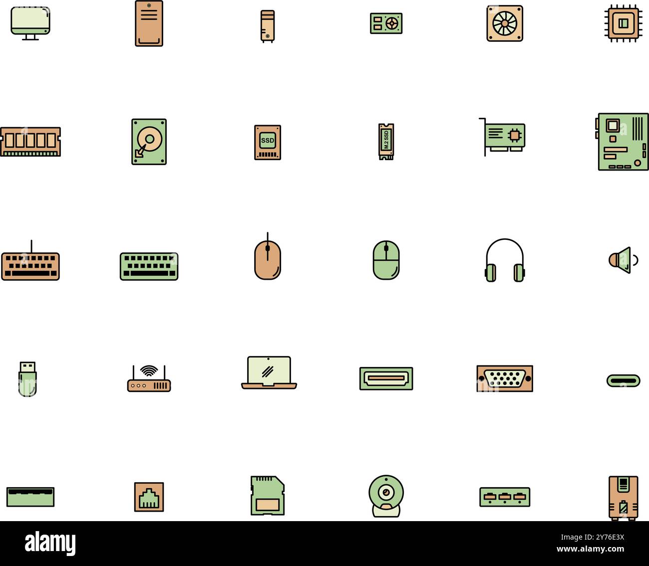 Information technology outline filled icons set. Vector illustration ...