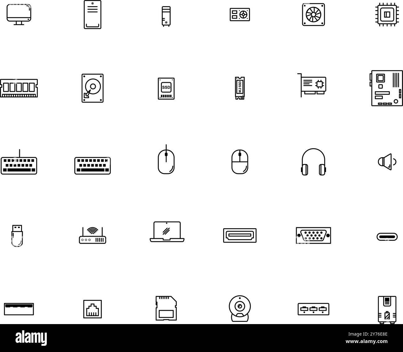 Information technology outline icons set. Vector illustration Stock ...
