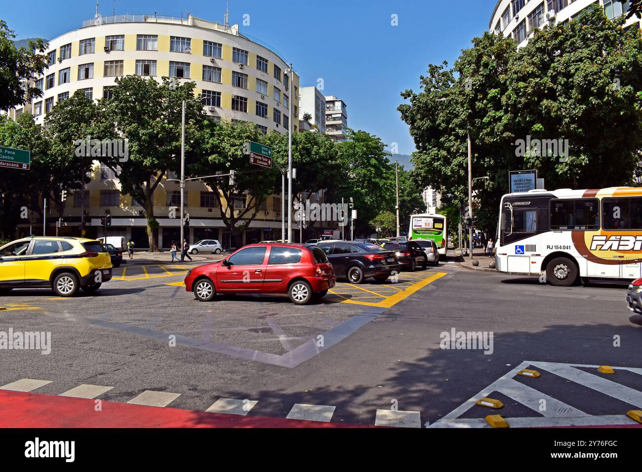 RIO DE JANEIRO, BRAZIL - September 23, 2024: Typical street on Tijuca ...