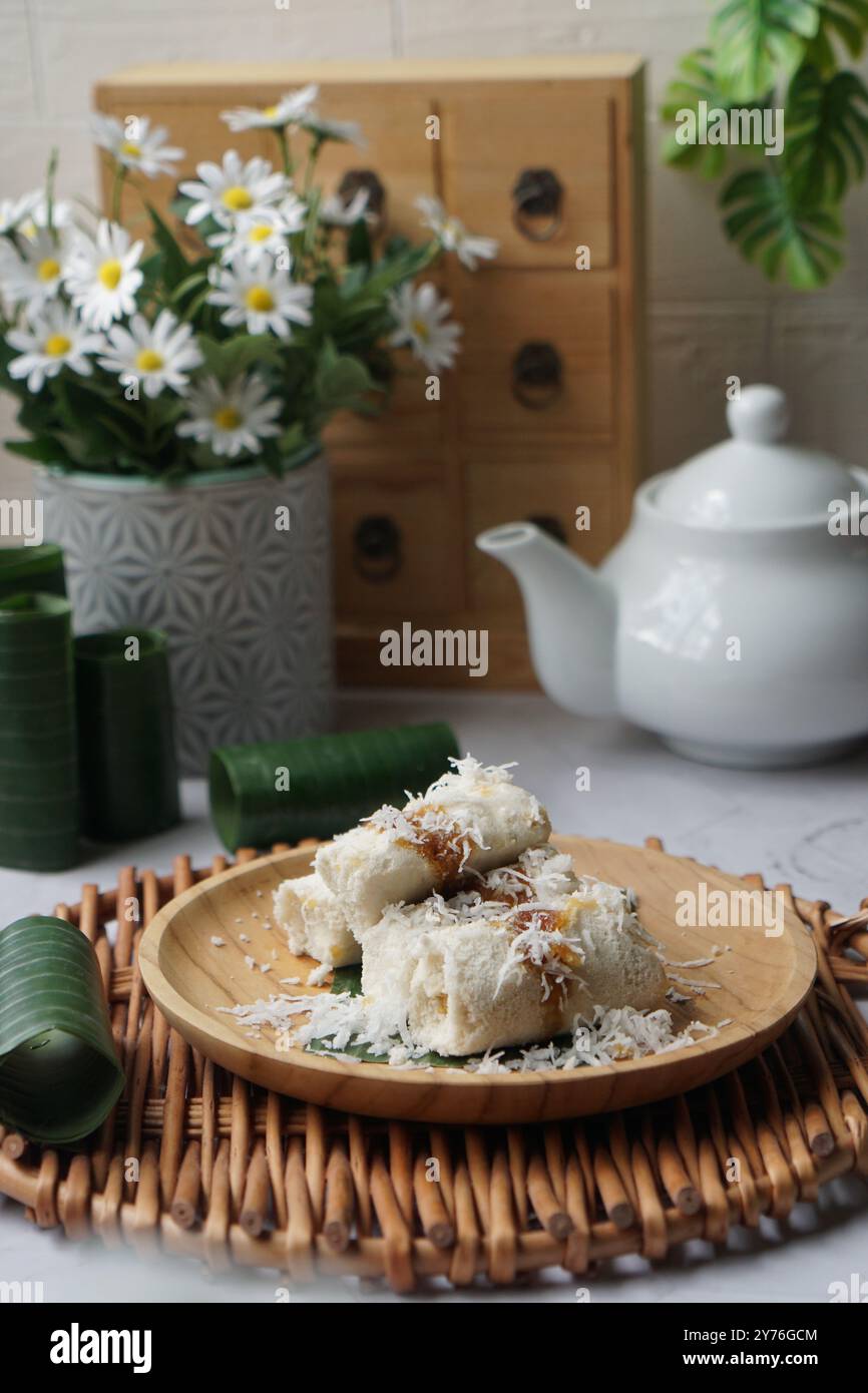 Rice Flour Steamed Cake in Bamboo or locally known in Malaysia as Putu ...