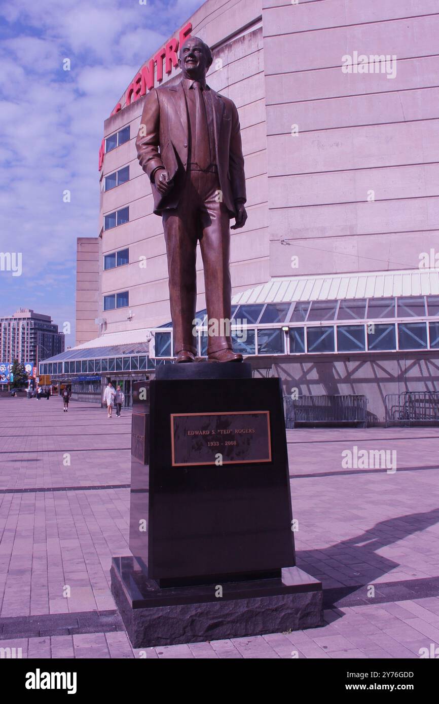 The statue of Edward S. "Ted" Rogers, outside the Rogers Centre, home ...