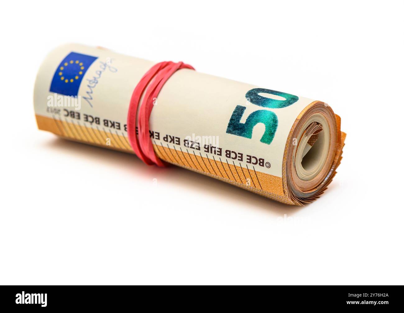 50 Euro bill rolled into a tube Stock Photo - Alamy