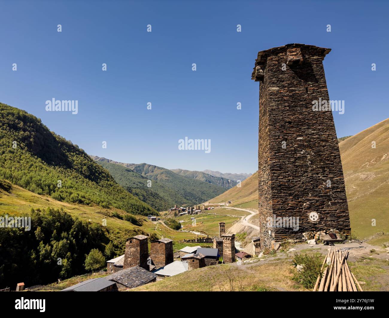 Ancient Svaneti Towers in Village Stock Photo - Alamy