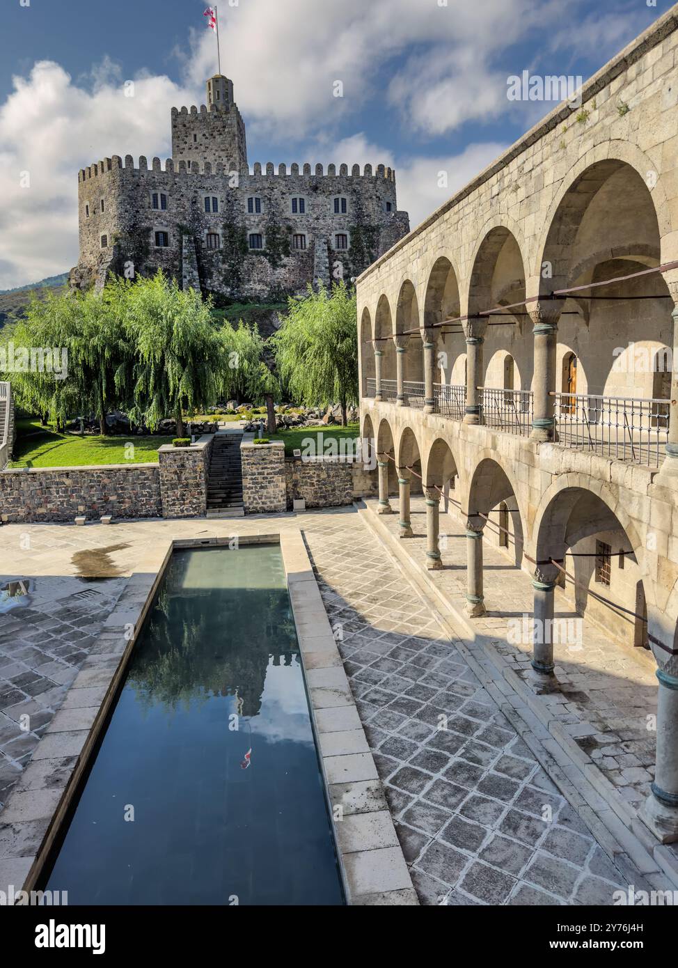 Castle Courtyard with Arches Stock Photo - Alamy