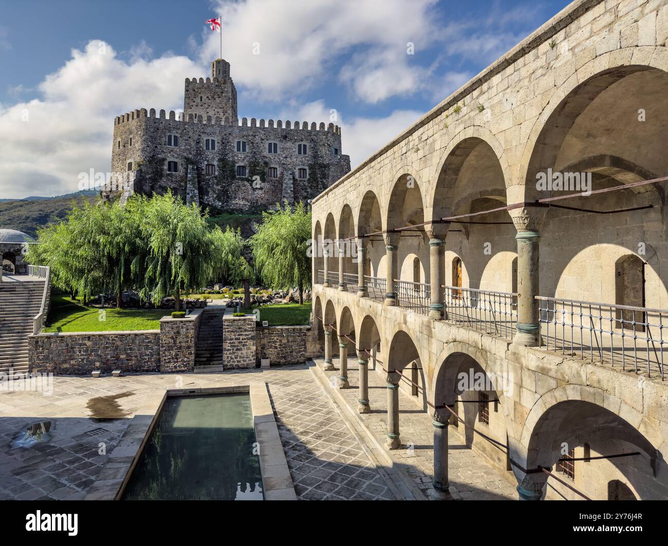 Castle Courtyard with Arches Stock Photo - Alamy