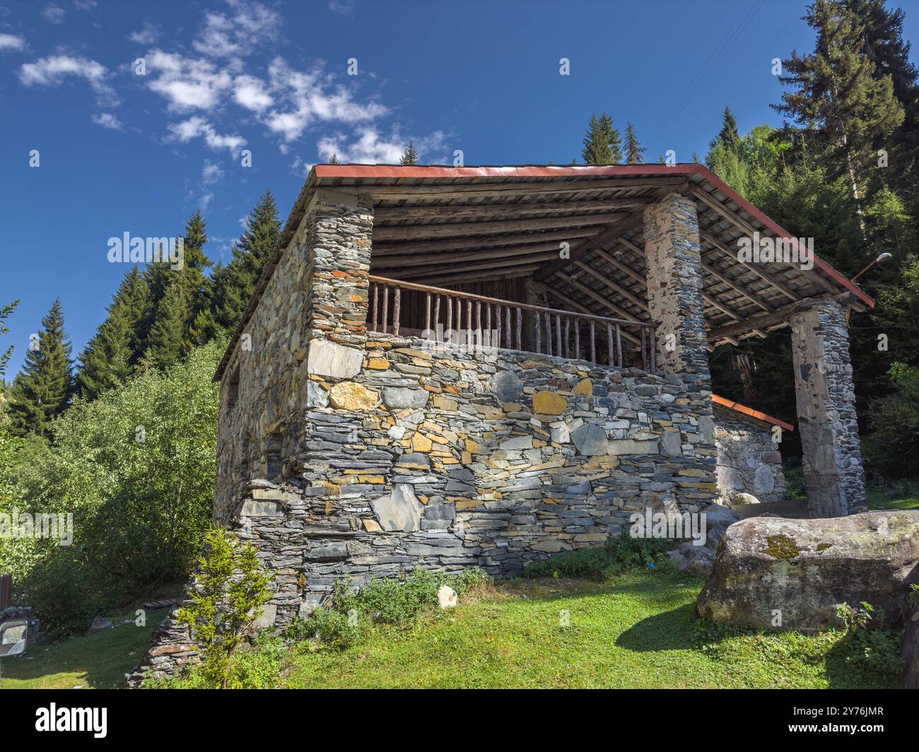 Rustic Stone House in Nature Stock Photo - Alamy