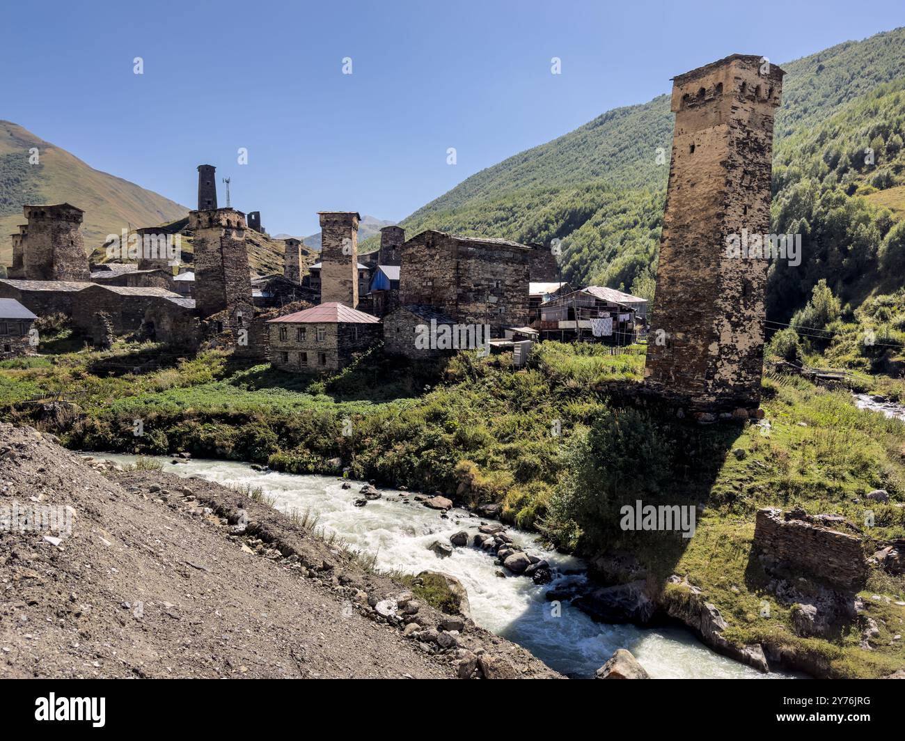 Ancient Svaneti Towers in Village Stock Photo - Alamy