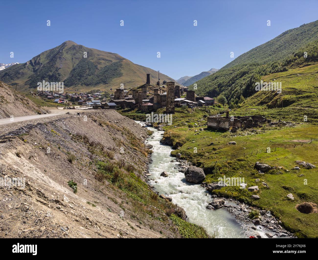 Ancient Svaneti Towers in Village Stock Photo - Alamy