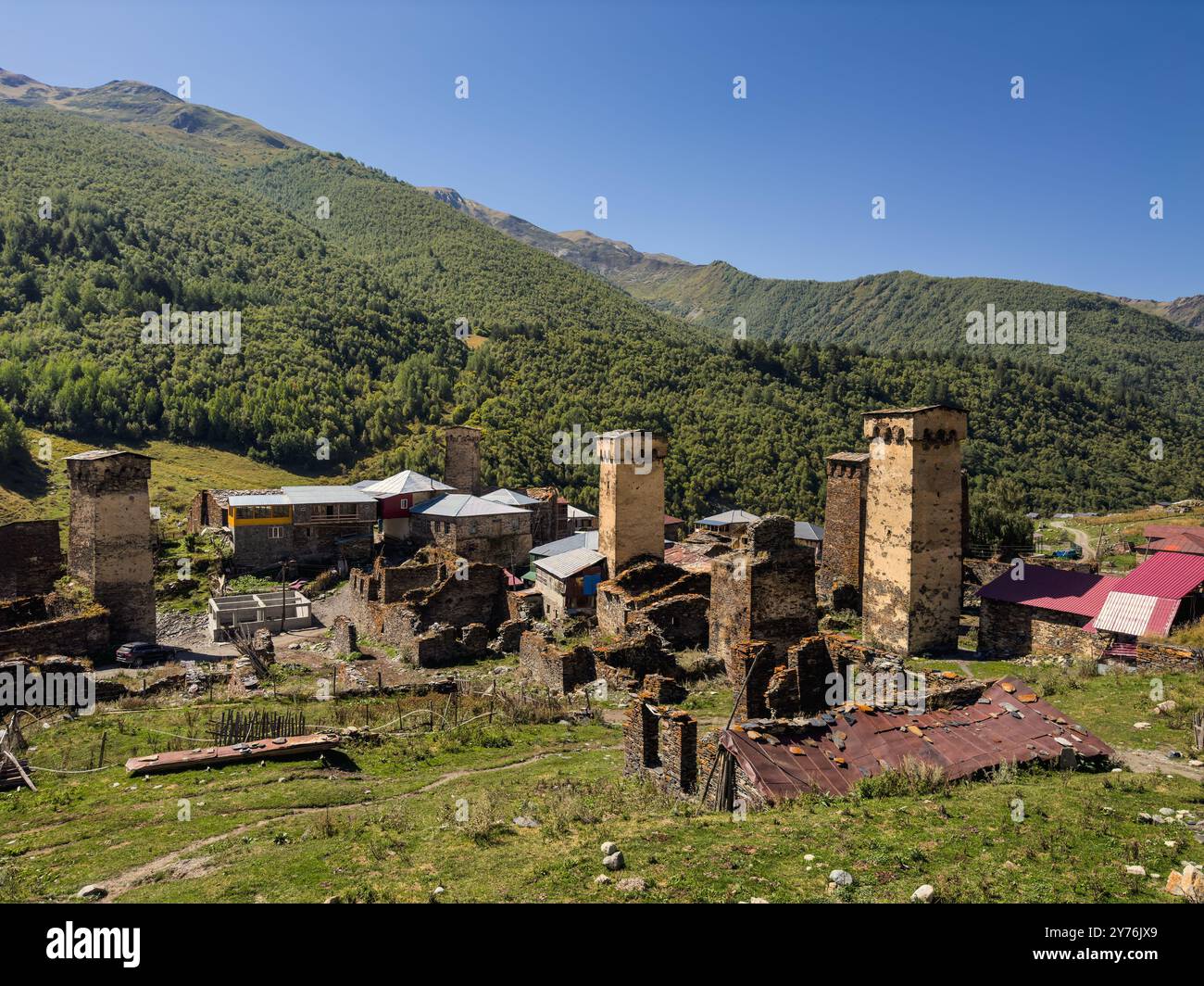 Ancient Svaneti Towers in Village Stock Photo - Alamy