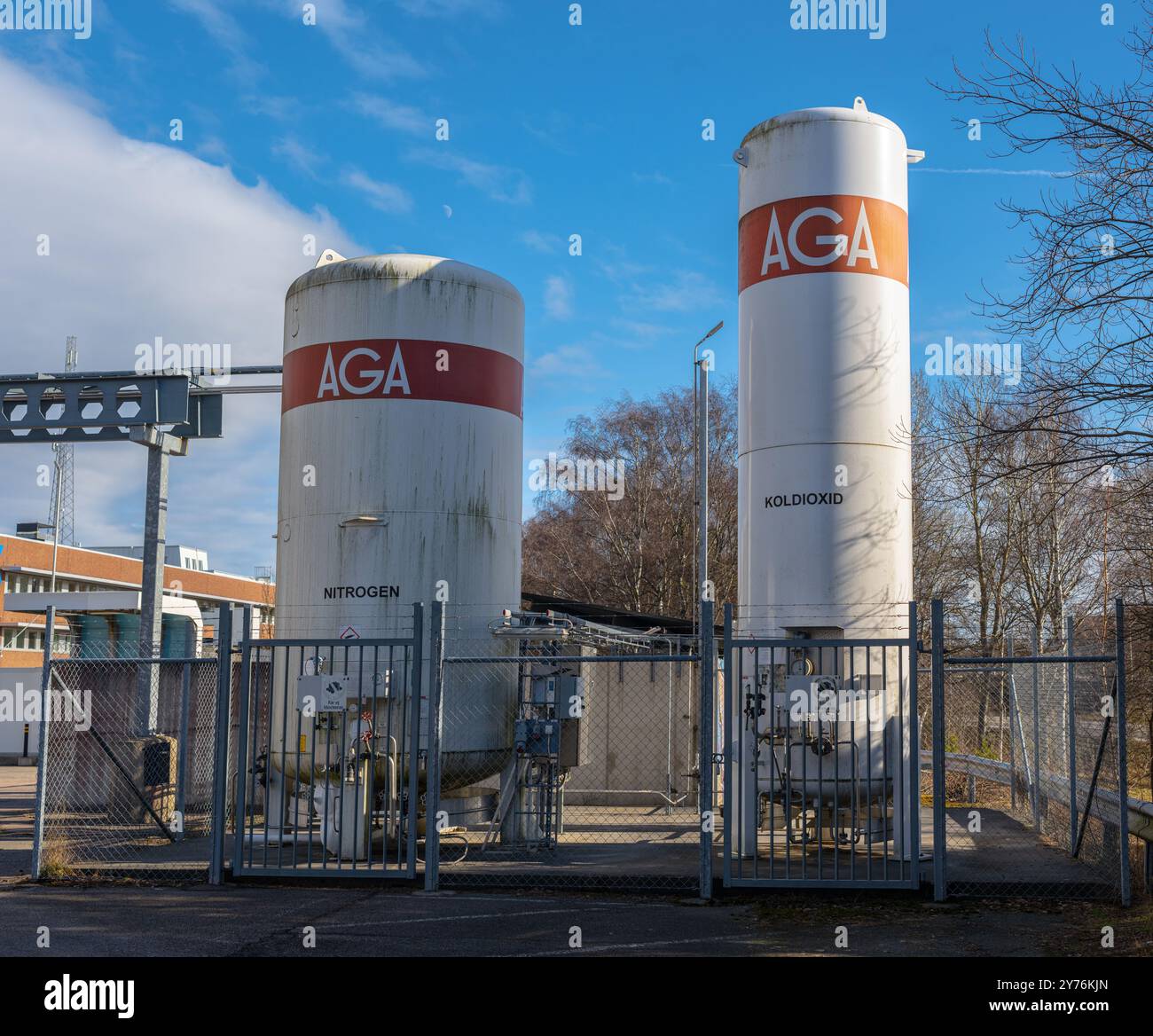 Gothenburg, Sweden - February 27 2023: Large industrial Aga gas tanks ...