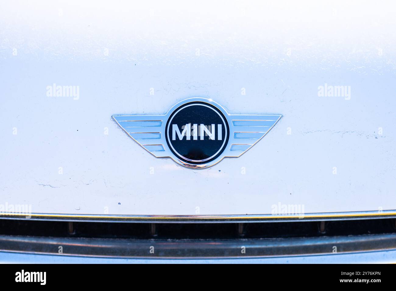 Gothenburg, Sweden - March 02 2023: Mini car logo on the hood of a car Stock Photo - Alamy