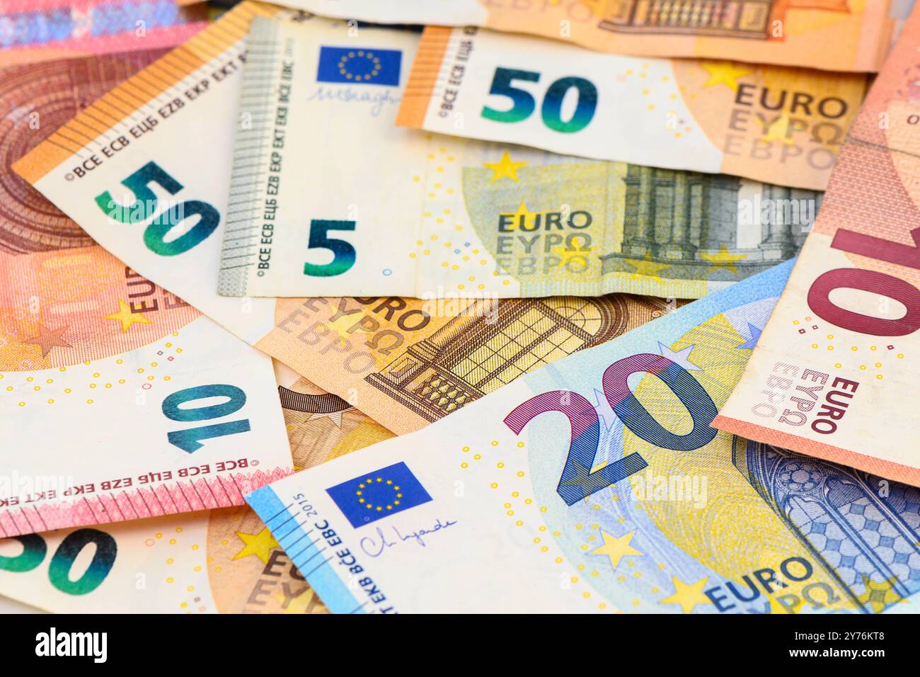 Border of various different Euro paper currency bills isolated Stock ...