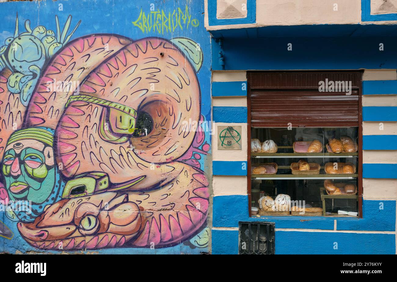 Urban graffiti in La Candelaria, Bogota city centre, Colombia Stock ...