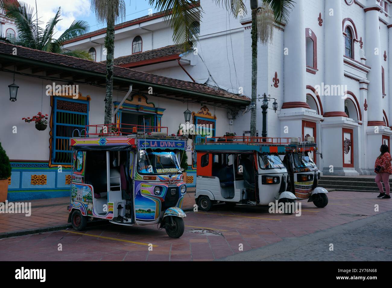tuk tuk parked in main square of Guatape, Colombia Stock Photo - Alamy
