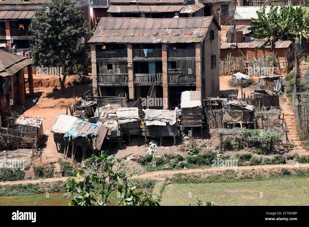 Ambositra city. Houses and rice fields. Amoron'i Mania, Madagascar ...