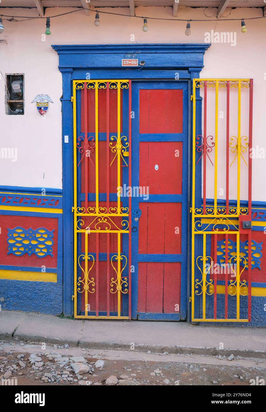 colorful entrance gate in Guatape, Colombia Stock Photo - Alamy