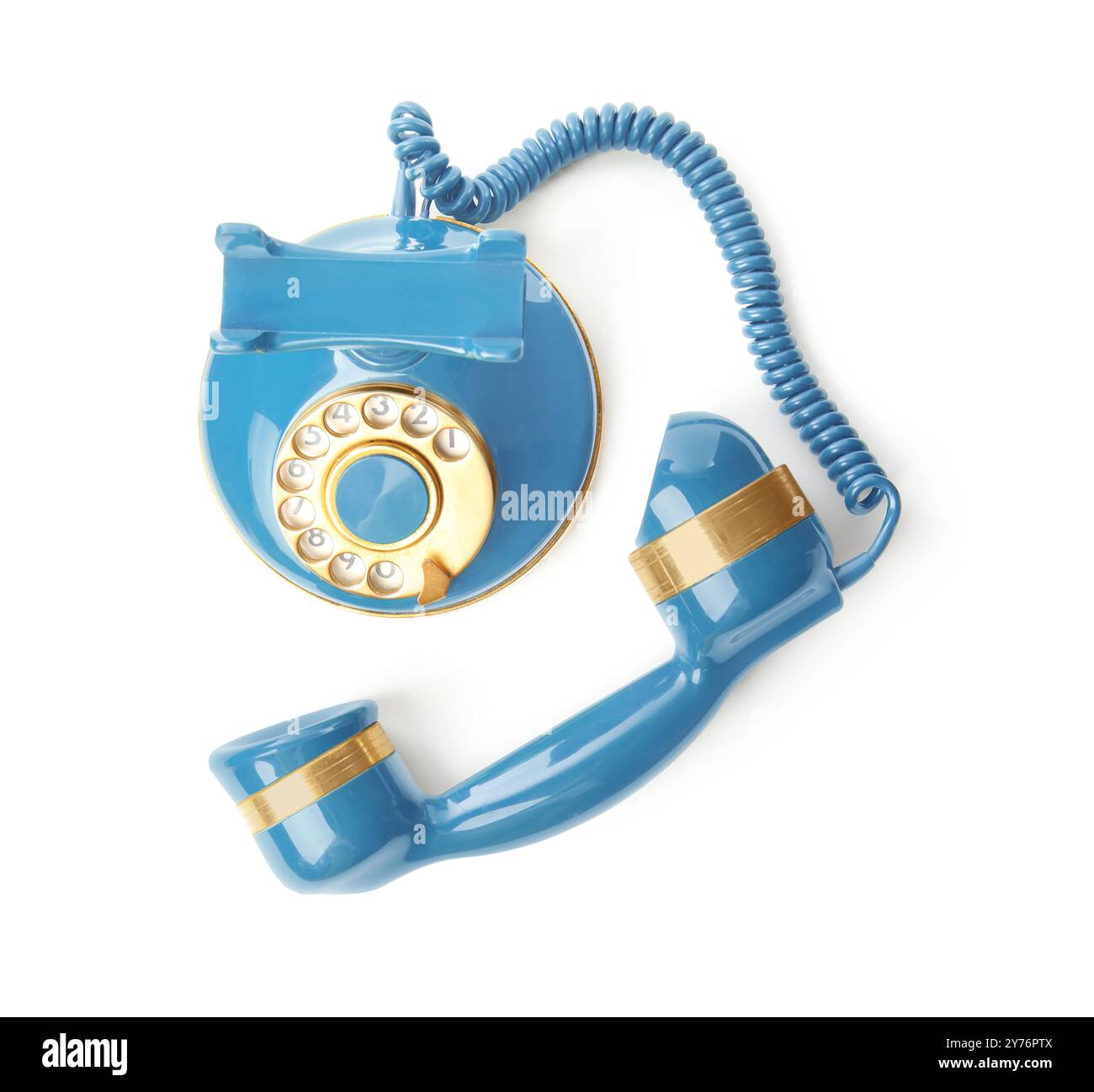 Elegant vintage light blue telephone isolated on white Stock Photo - Alamy